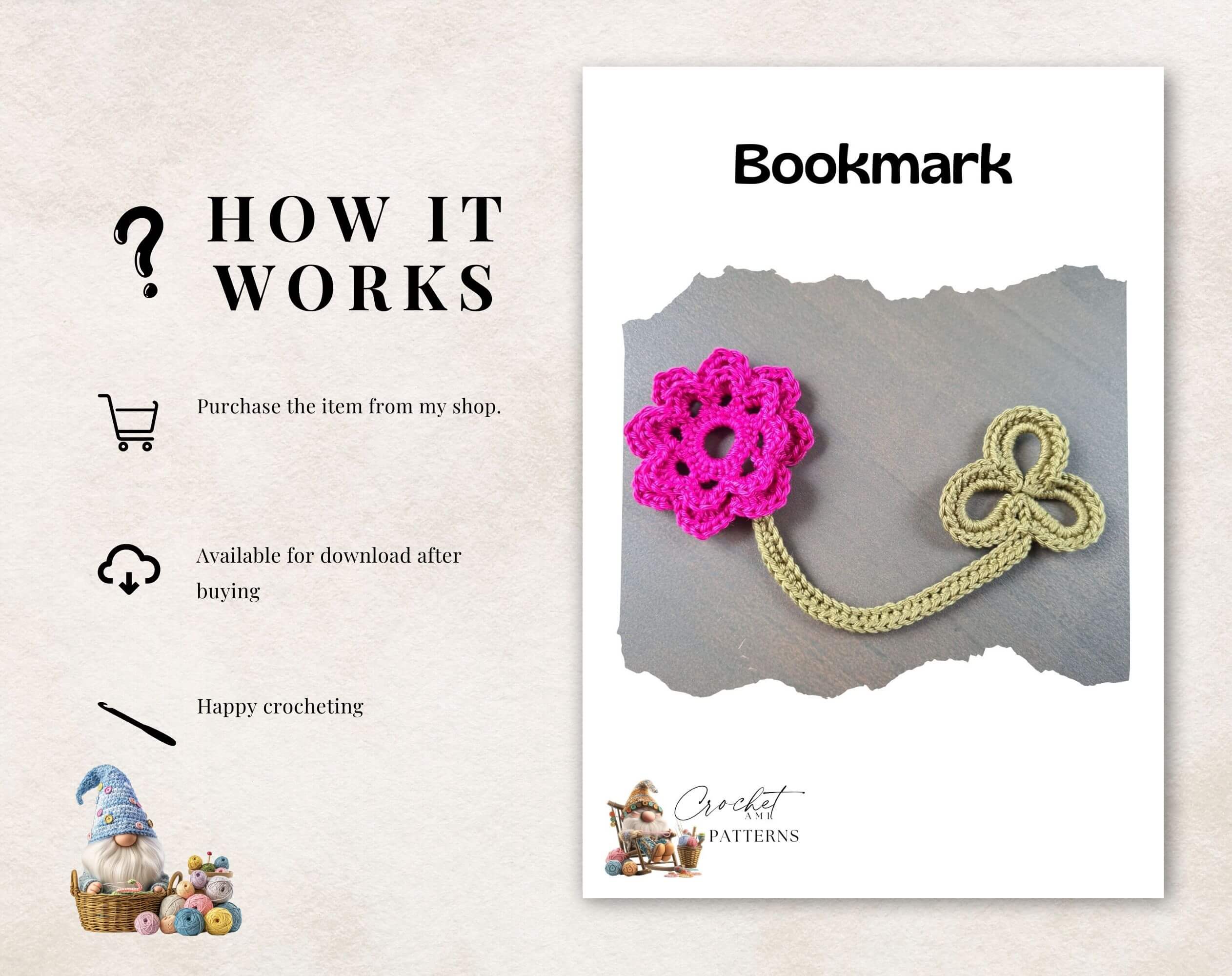 Crochet Bookmark Rose